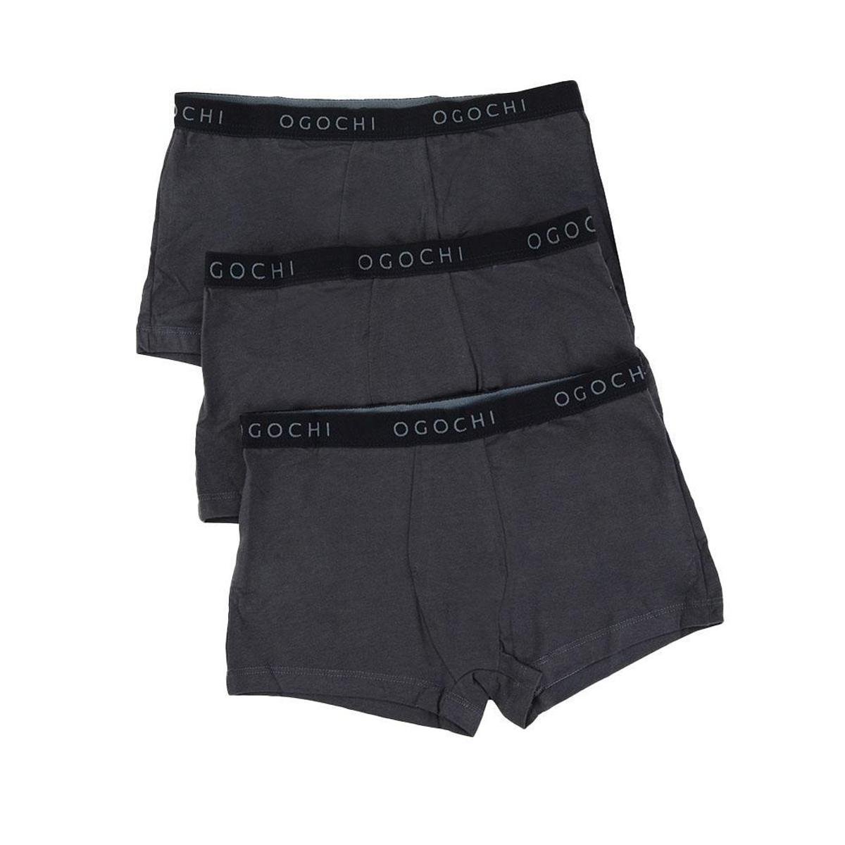 Cueca Masculina Infanto Juvenil Ogochi Boxer Kit 3 Peças - Cinza | Netshoes