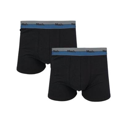 Cueca Mash Boxer Cotton Sash 1 Line Blue Preta Pack 2UN - Preto | Netshoes