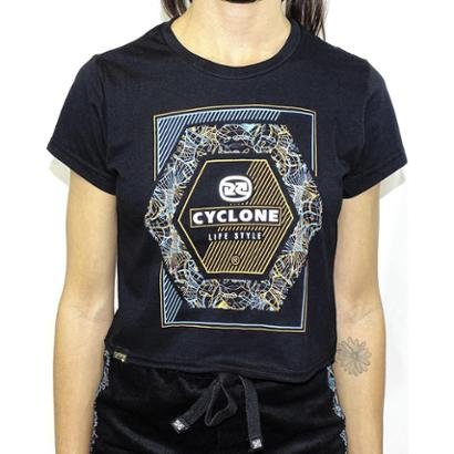 Cyclone Baby look Geometric Floral PRETO P/S - Preto | Netshoes