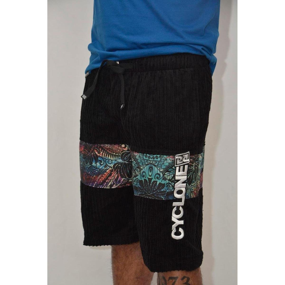 Cyclone Bermuda Veludo North Tribal PRETO 50 - Preto | Netshoes