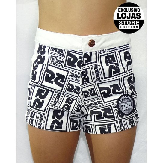 Cyclone Short Feminino Veludo Logo Light BRANCO PP - Branco | Netshoes