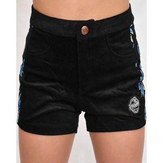 Cyclone Short Veludo Floral Lines PRETO GG/XL - Preto | Netshoes