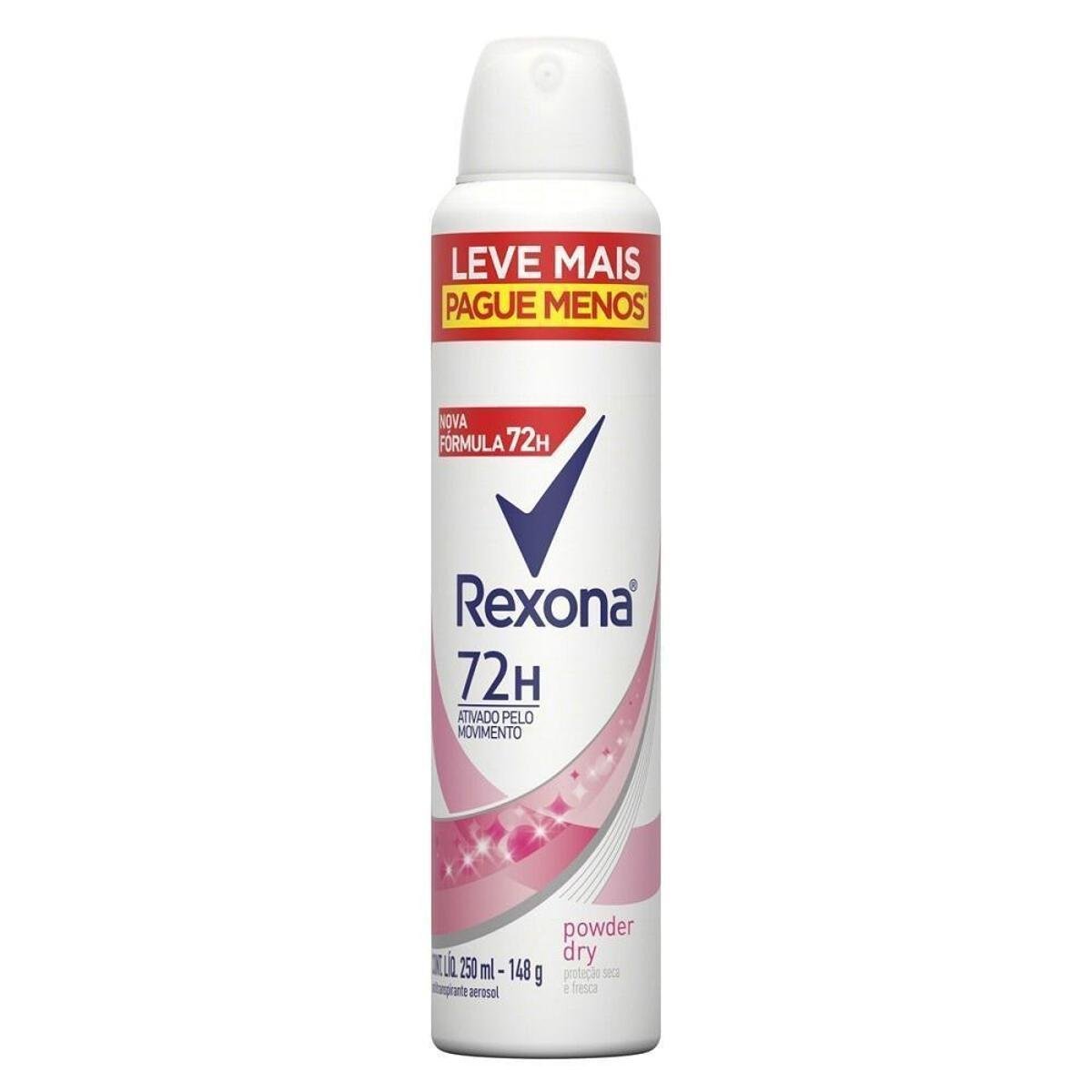 Desodorante Antitranspirante Aerosol Feminino Rexona Powder Dry 72 ...