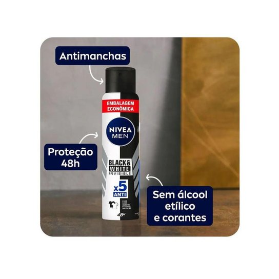 Desodorante Antitranspirante Aerossol Nivea Invisible Men 48 Horas ...