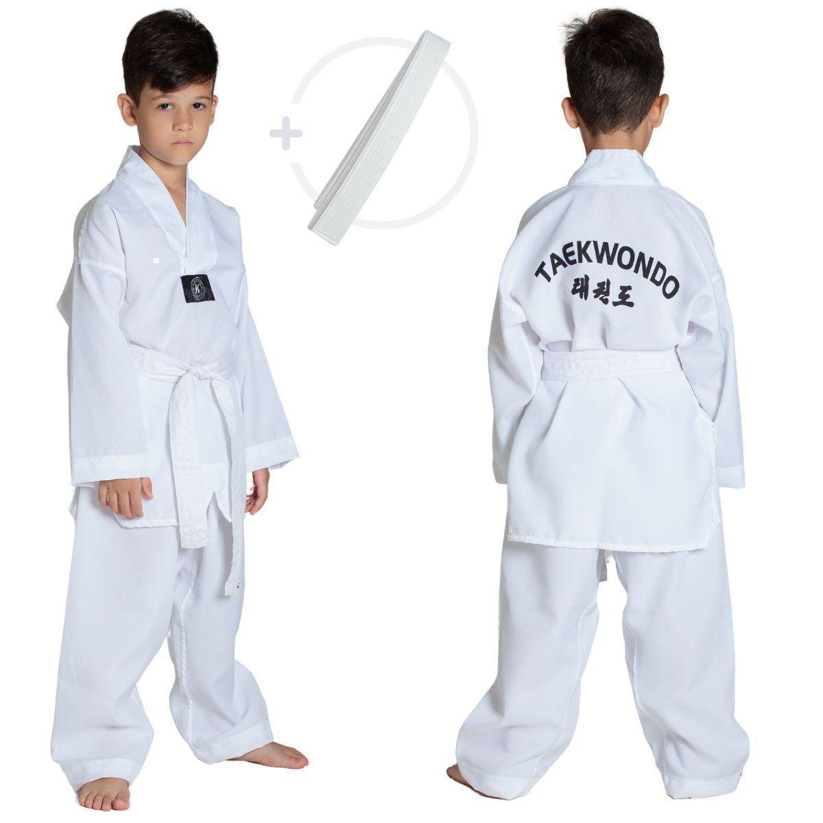 Dobok Taekwondo Infantil Kimono Oxford + Faixa Branca - Branco | Netshoes