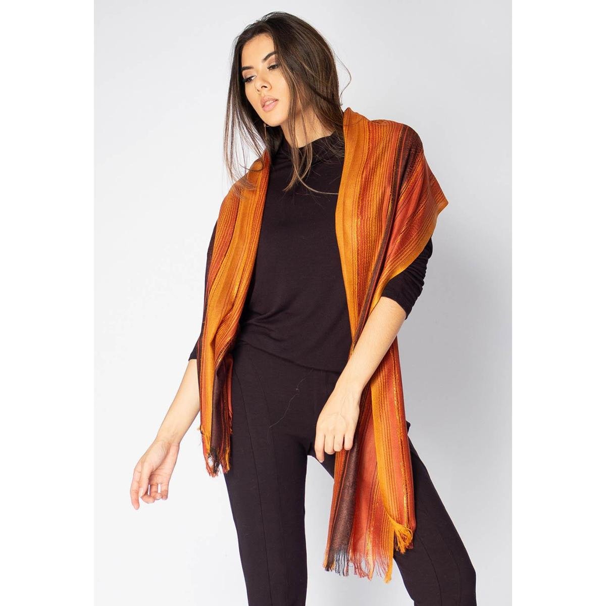 Echarpe Lenço Feminino Detalhe Dourado Panamá Terracota - Único ...