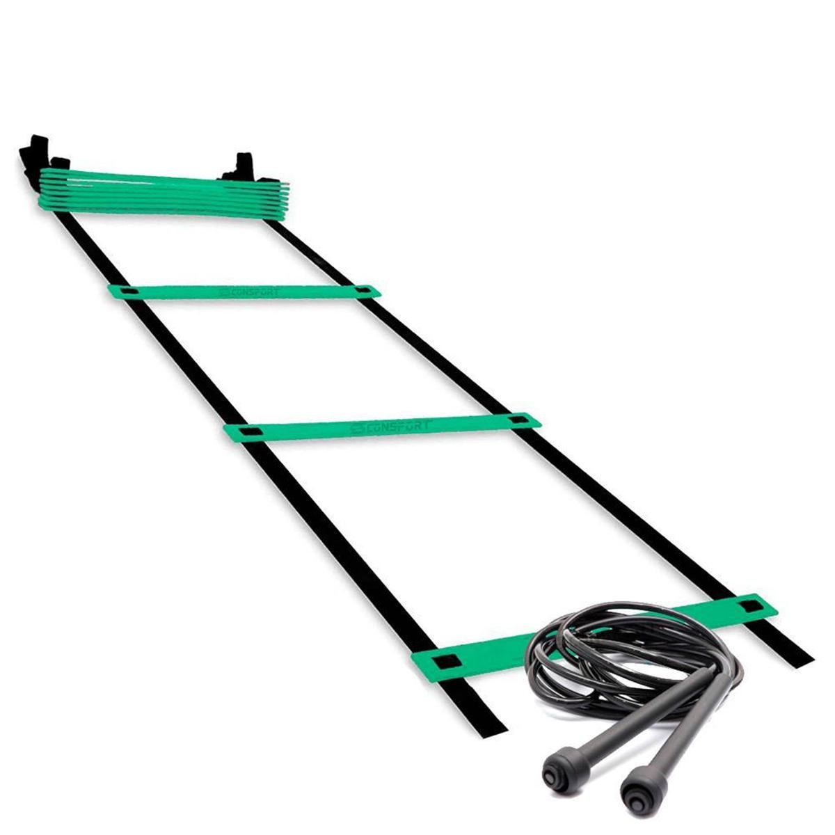 Escada para agilidade Nylon + Corda de Pular Treinamento Fun - Verde ...