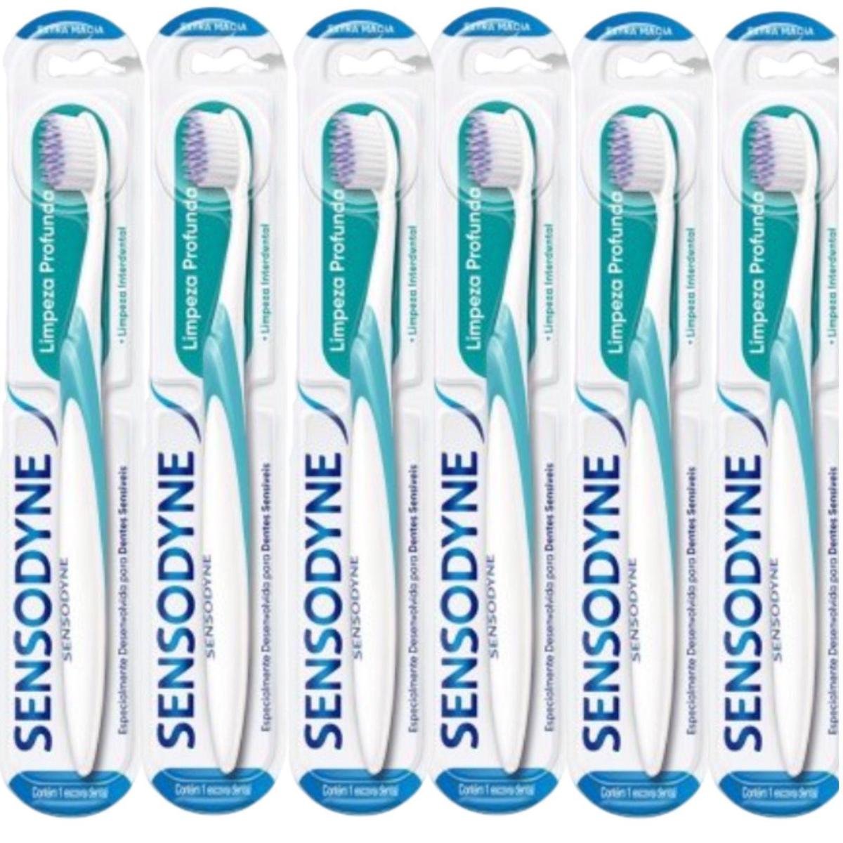 Escova de Dente Extra Macia Limpeza Profunda Sensodyne Kit X6 - Branco ...
