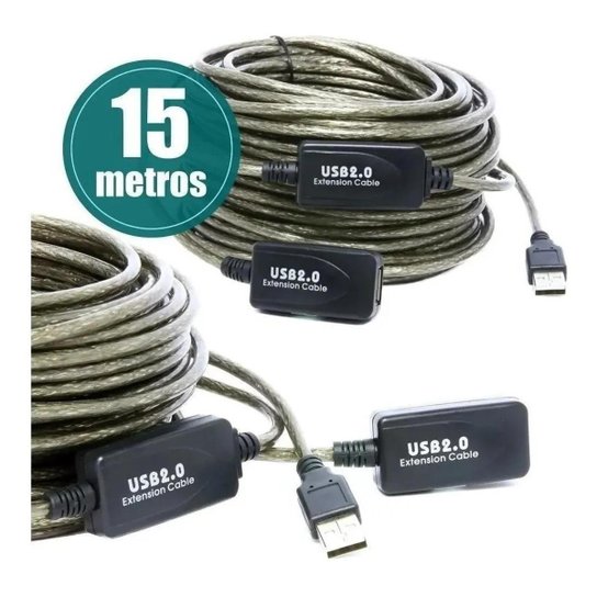 Extensor USB 2.0 Amplificado Ativo Macho x Fêmea 15 Mts | Netshoes