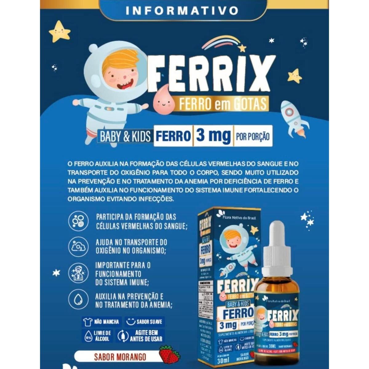 FERRIX Ferro em Gotas Kids 30ml Flora Nativa - Branco | Netshoes