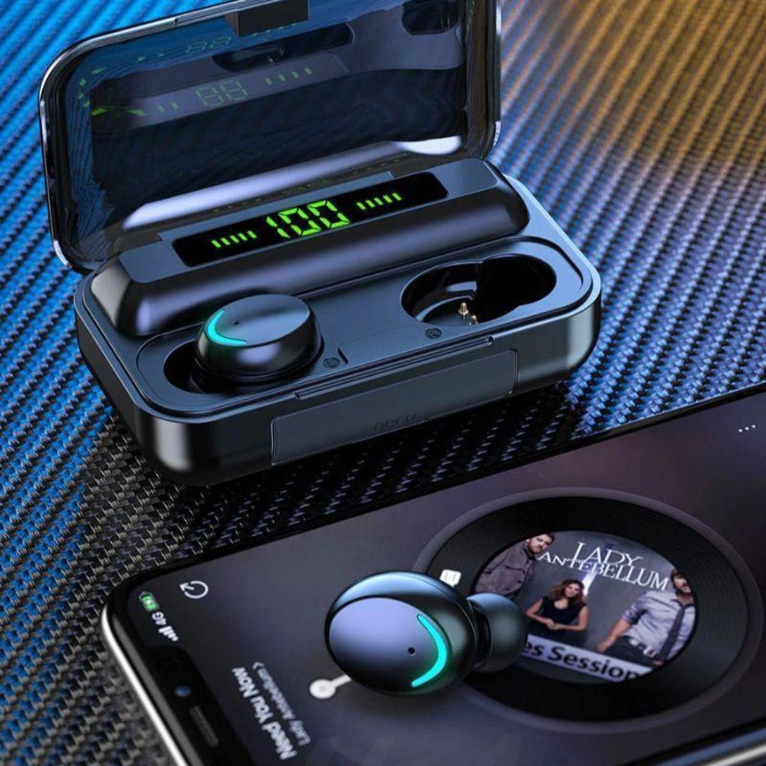 Fone de Ouvido F9-5 TWS Bluetooth 5.0 Display LCD Sem Fio - Preto | Netshoes