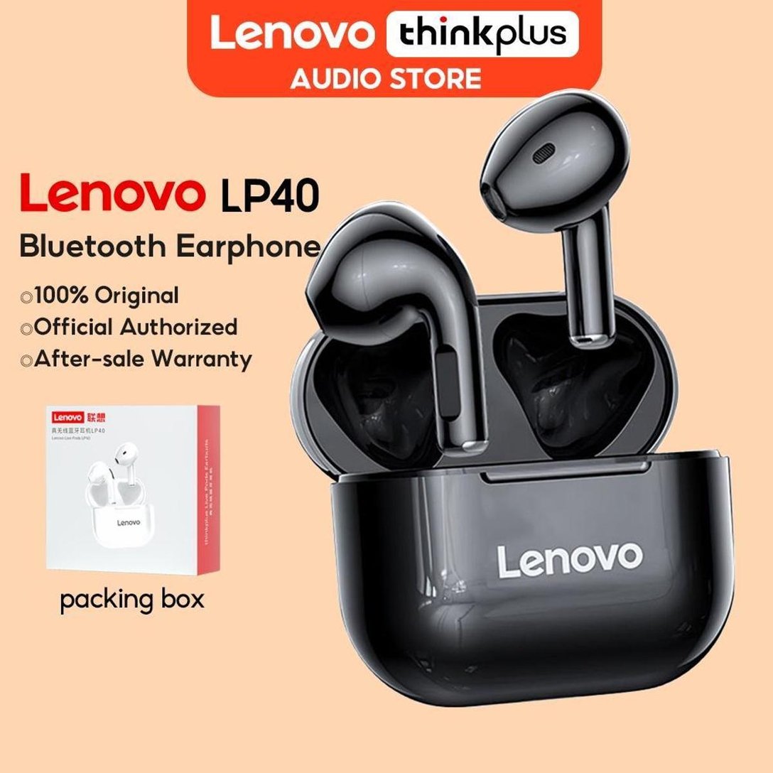 Fone de Ouvido LP40 in-ear sem fio Bluetooth Lenovo LivePods LP40 - Preto | Netshoes