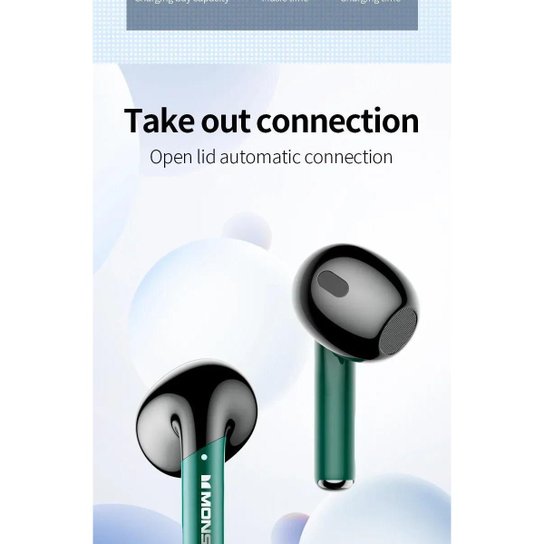 Fones De Ouvido Monster XKT16 Sem Fio Bluetooth 5.3 Gaming - Verde ...