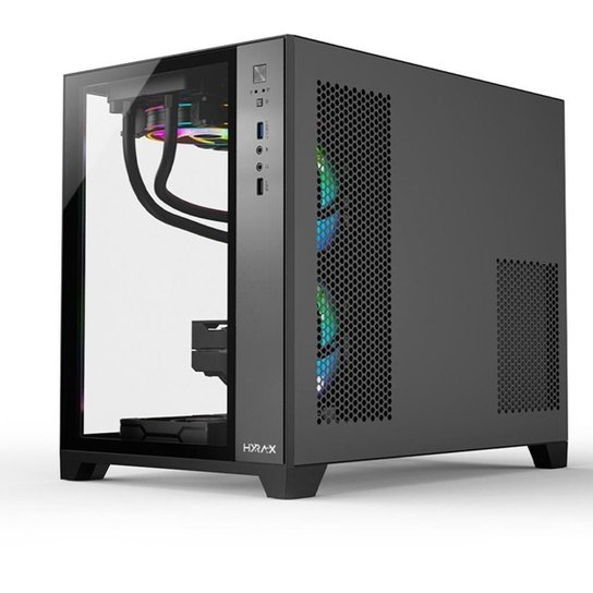 Gabinete Gamer Hyrax HGB710, Mini Tower, M-ATX, Frontal e Lateral Em ...