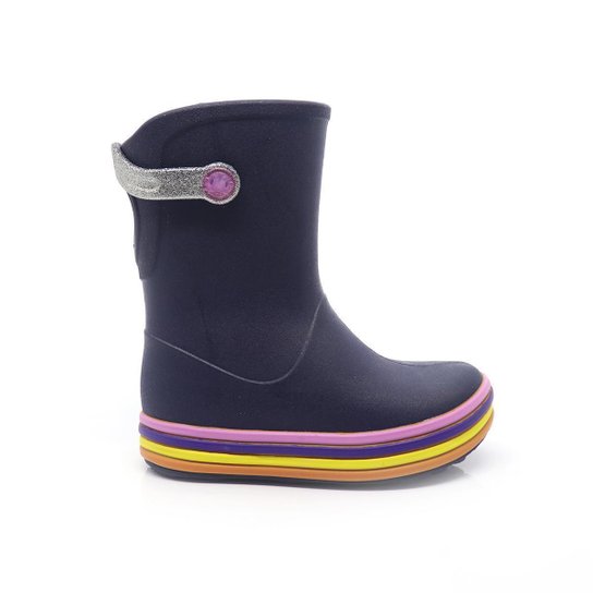 Galocha Bota Infantil Plugt Arco Íris Glitter Azul Marinho - Marinho | Netshoes
