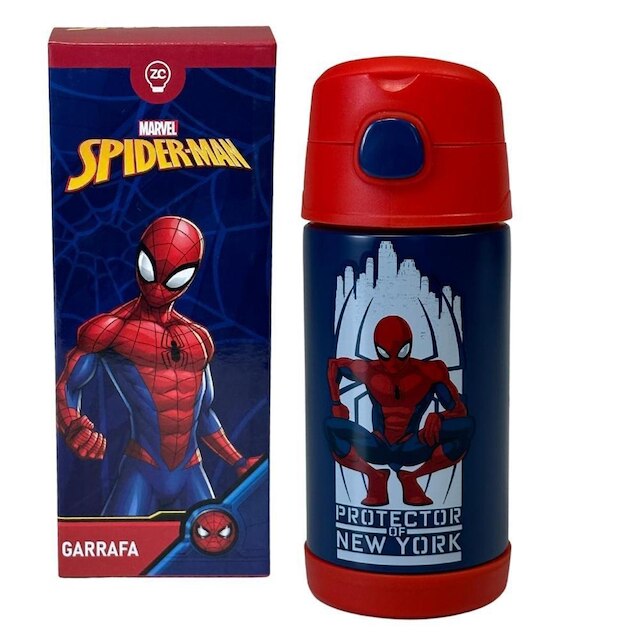 Garrafa Térmica Inox CLICK Com Canudo HOMEM ARANHA ZC - Azul - Azul ...