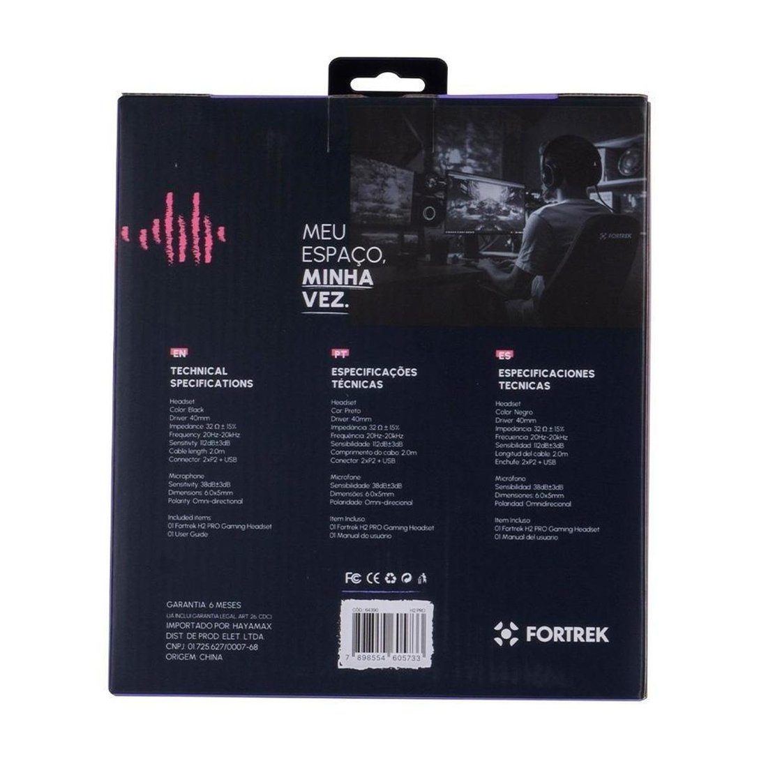 Headset Gamer Fortrek PRO H2 com LED Azul, P2, Preto - H2 - Preto ...