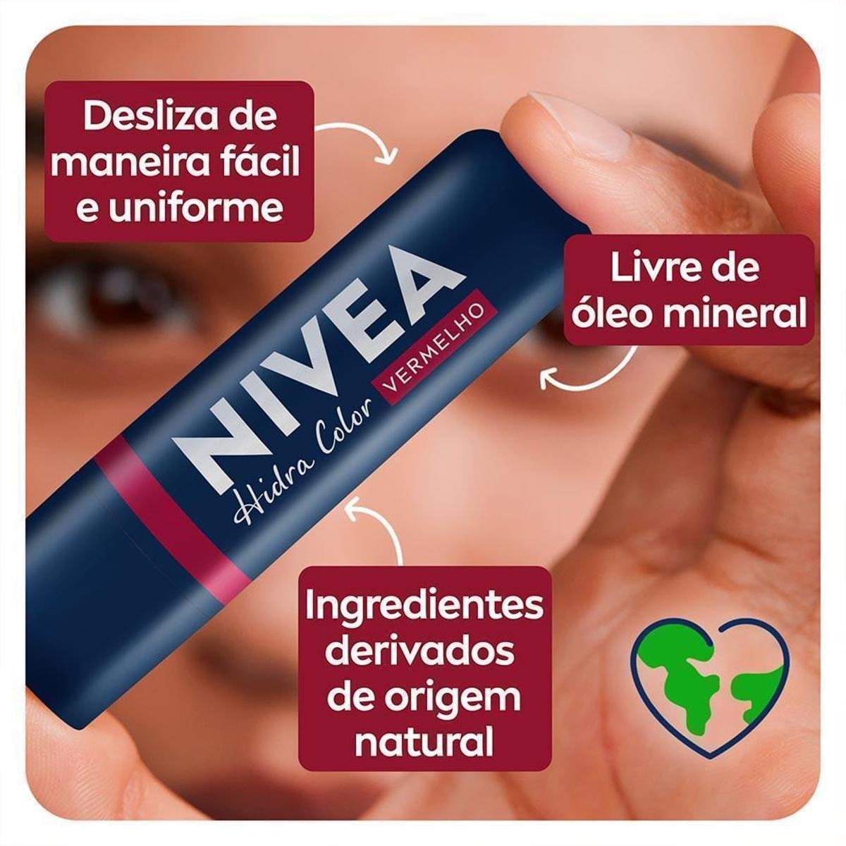 Hidratante Labial 2 em 1 Nivea Hidra Color Vermelho - Incolor | Netshoes