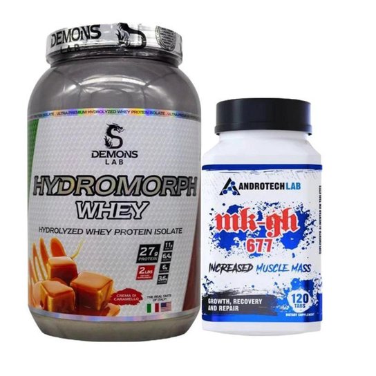 HYDROMORPH WHEY 900G DEMONS LAB (PROTEÍNA ISOLADA E HIDROLISADA) + MK GH ANDROTECH LAB ...