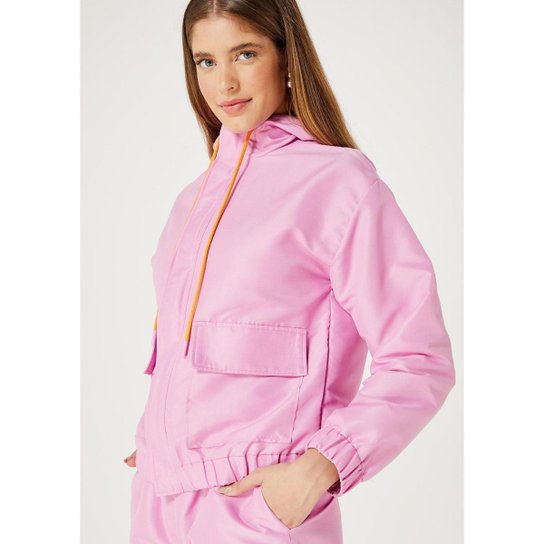Jaqueta Corta Vento Com Capuz Feminina - Rosa | Netshoes