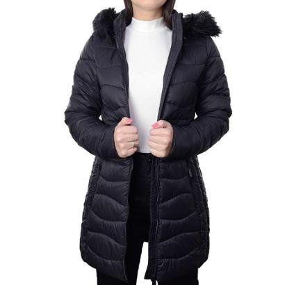 Jaqueta Feminina Alpelo Plumas Capuz Pele Preta - 207000 - Preto | Netshoes