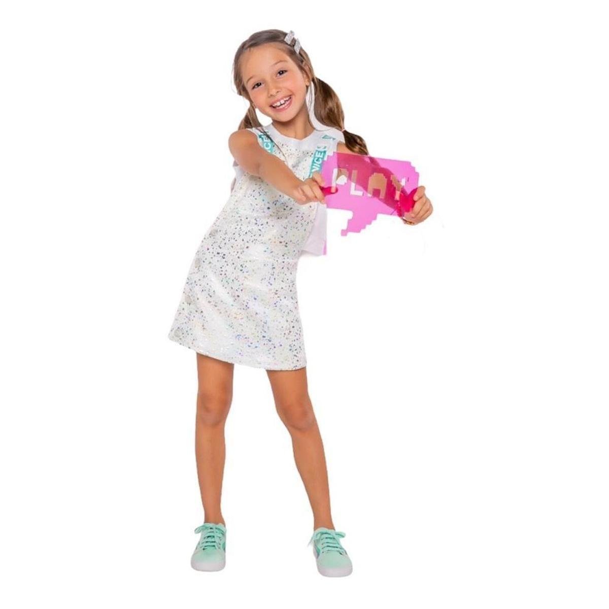 Jardineira Holográfica Gabriela Aquarela 212230 - Branco | Netshoes