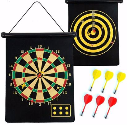 Jogo de Dardos Magnético 46x35cm Dupla Face Dobrável 6 Dardo - Preto ...