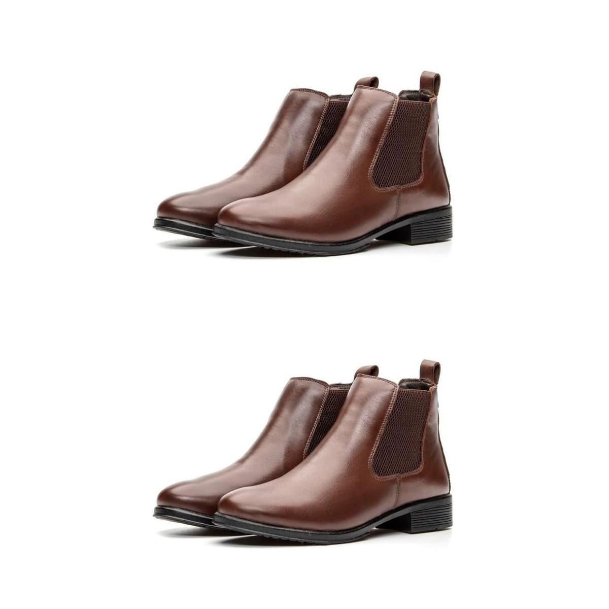 KIT 02 Botas de Couro Feminina Chelsea Cano Curto Peccato NS KIT Farm ...