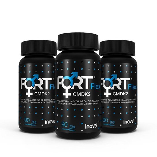 Kit 03 Fort Flex Calcio Magnésio Vitamina D3 K2 - 90 cápsulas - Ganhe 1 ...