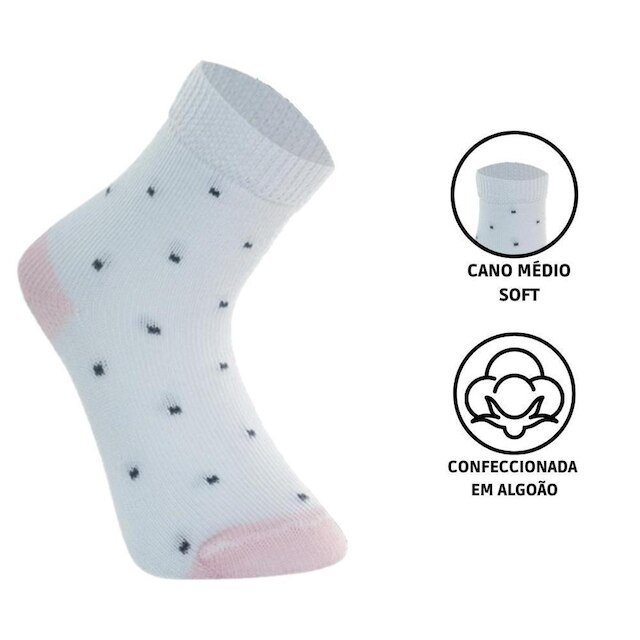 Kit 12 Pares Meias Mash Cano Médio Infantil Estampadas - Rosa | Netshoes