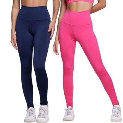 KIT 2 Calça Legging Lisa Serra e Mar Cós Alto Roupa Para Academia ...