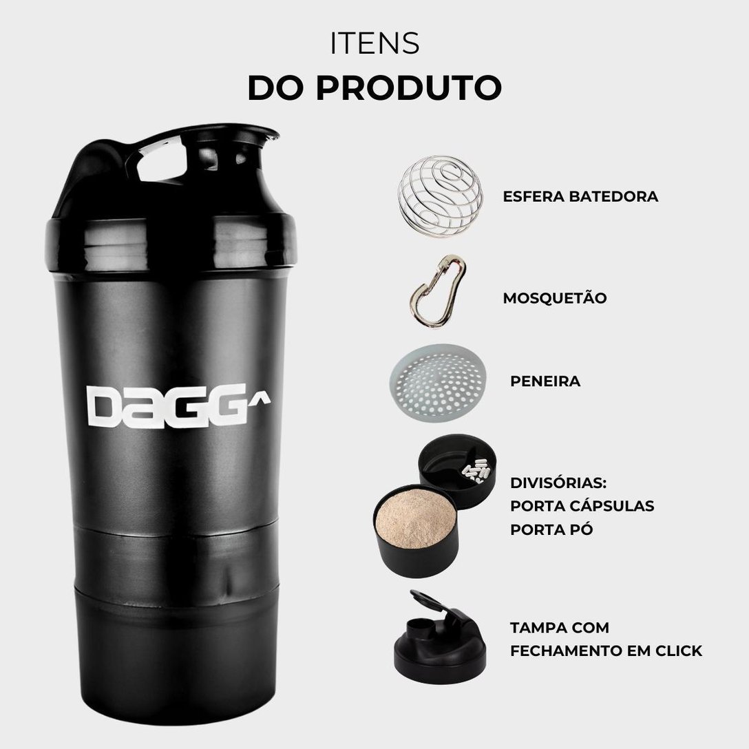 Kit 2 Coqueteleiras Academia Shaker Porta Whey Shakeira Copo Fitness Com Mola 3 Compartimentos ...