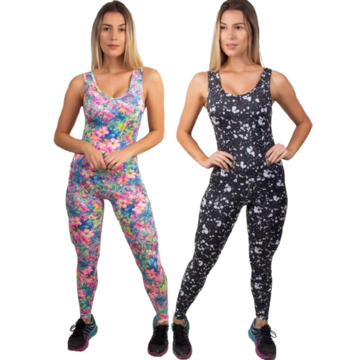 KIT 2 Macacão Longo Estampado Sem Bojo Serra e Mar Roupa Para Academia ...
