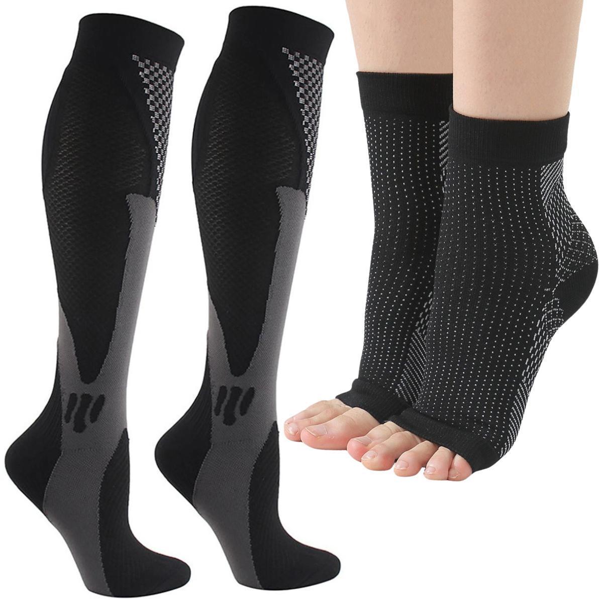 Kit 2 Pares Meias Compressão Alívia Dor Pés dor na sola do pé - Preto ...