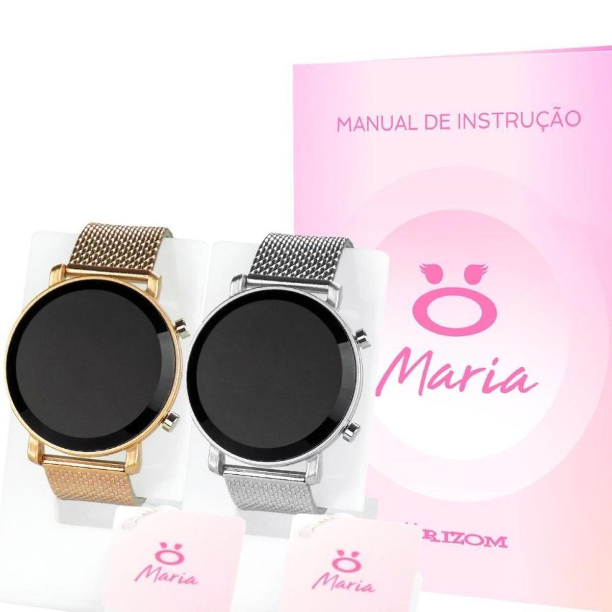Kit 2 relogios digital feminino Dourado e Prata Pulseira silicone ...
