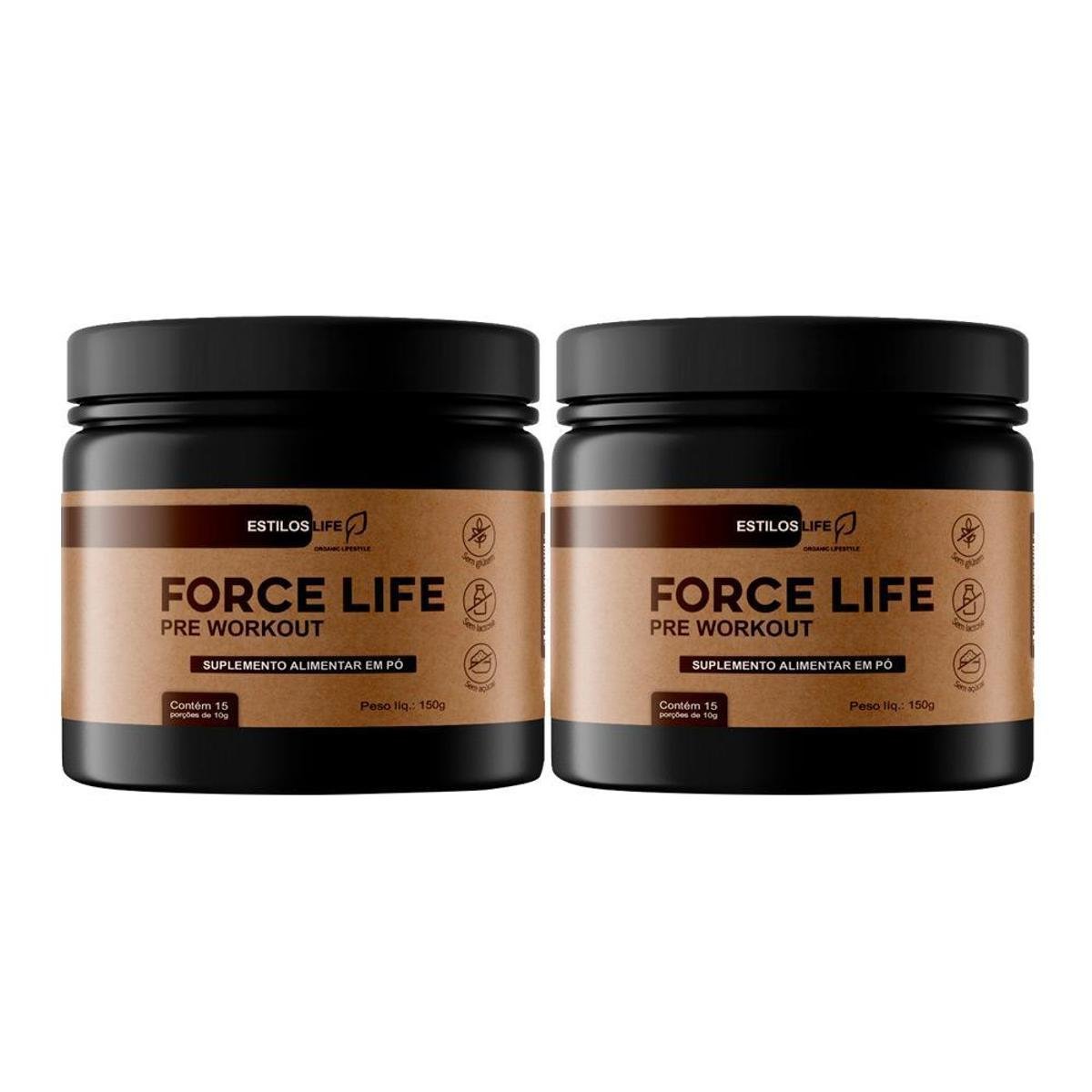 Kit 2 Suplemento Pré Treino Force Life 150g Sabor Limao - N/A | Netshoes