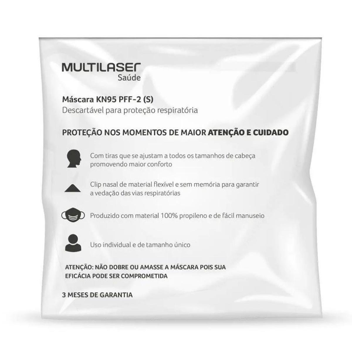 Kit 20 Máscaras N95 PFF-2 Branca - MULTILASER SAÚDE - Branco | Netshoes