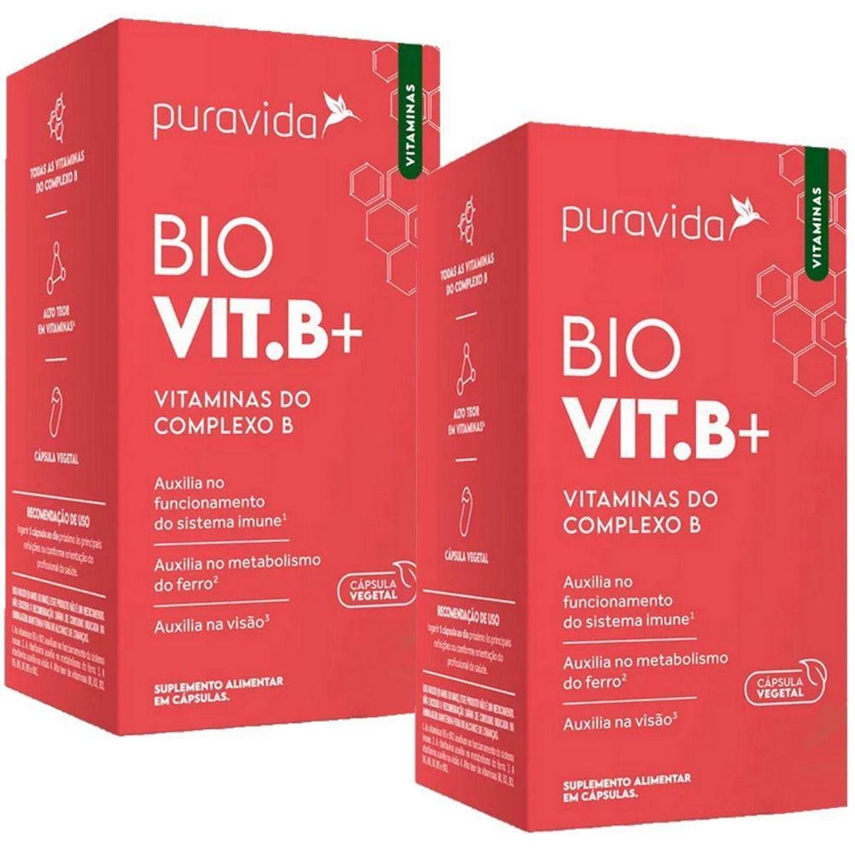 Kit 2x Bio Vit B - Vitaminas do Complexo B - 30 Capsulas cada - Pura ...