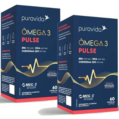 Kit 2x Omega 3 Pulse - Com Coenzima Q10 - 60 Capsulas Softgel cada ...