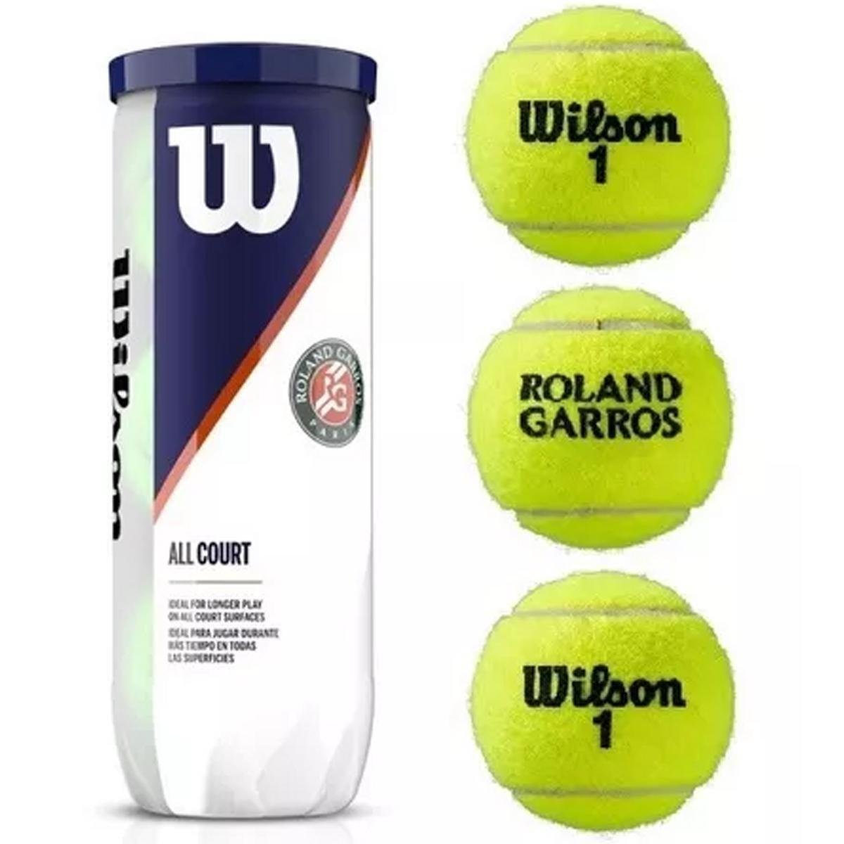 Kit 3 Bolas de Tênis Wilson Roland Garros All Court - Amarelo | Netshoes