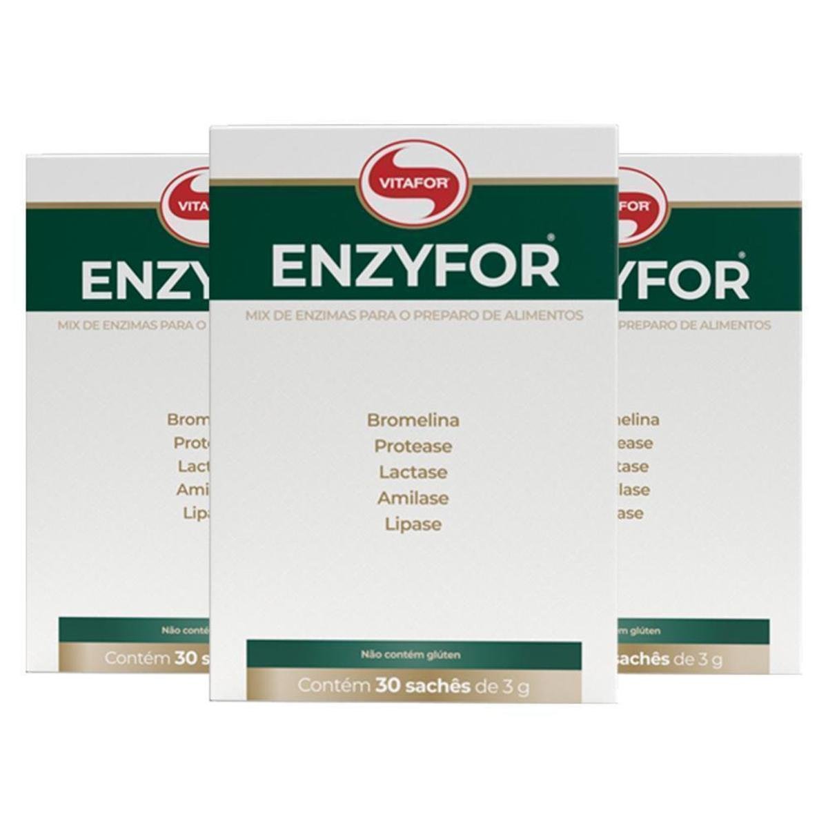 Kit 3 Enzyfor enzimas digestivas Vitafor 30 sachês - Única | Netshoes