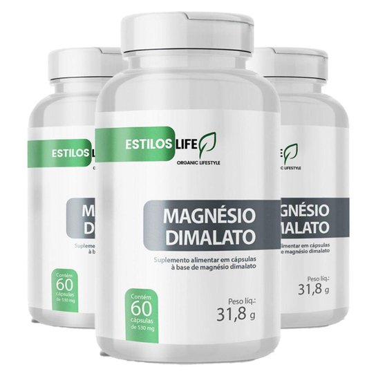 Kit 3 Magnésio Dimalato 260mg 60 Capsulas | Netshoes