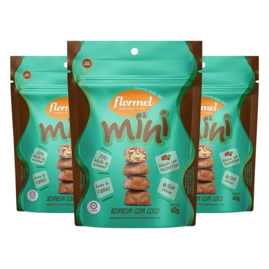 Kit 3 Mini Bombom Coco Flormel 60g - undefined | Netshoes