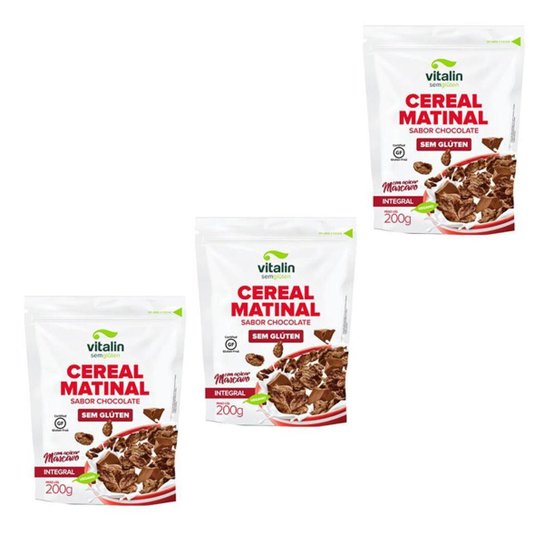 Kit 3X Cereal Matinal Integral 200g sabor Chocolate -Vitalin | Netshoes