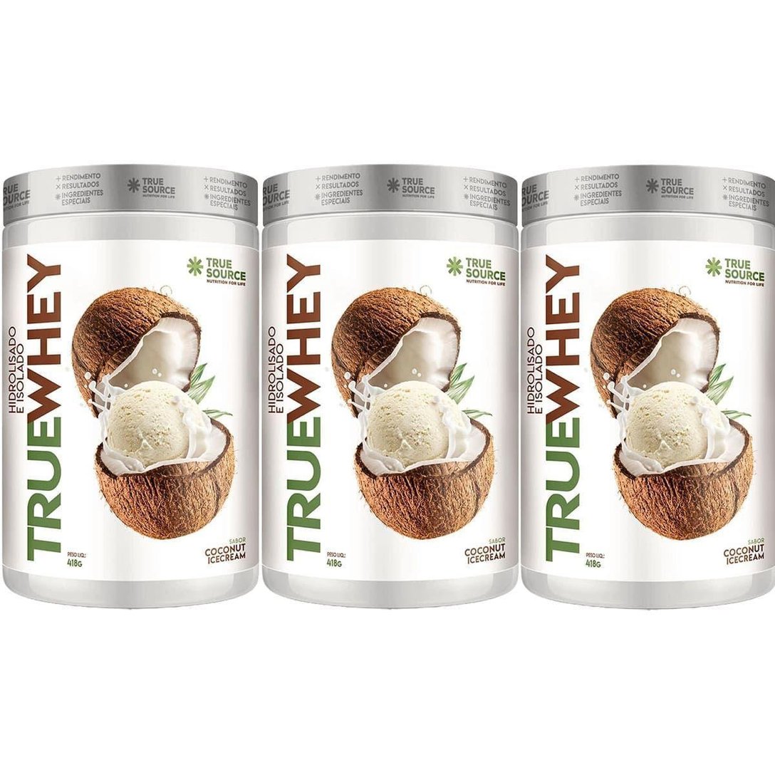 Kit 3X True Whey Protein Hidrolisado e Isolado - 418g Coconut Ice Cream ...
