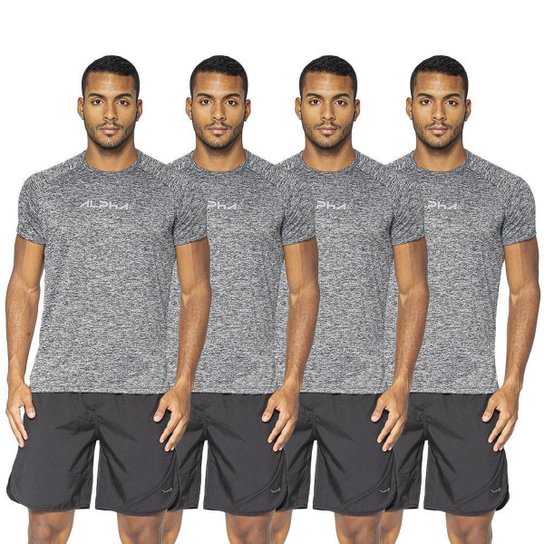 Kit 4 Camisetas Dry Alpha Co Masculina - Cinza | Netshoes
