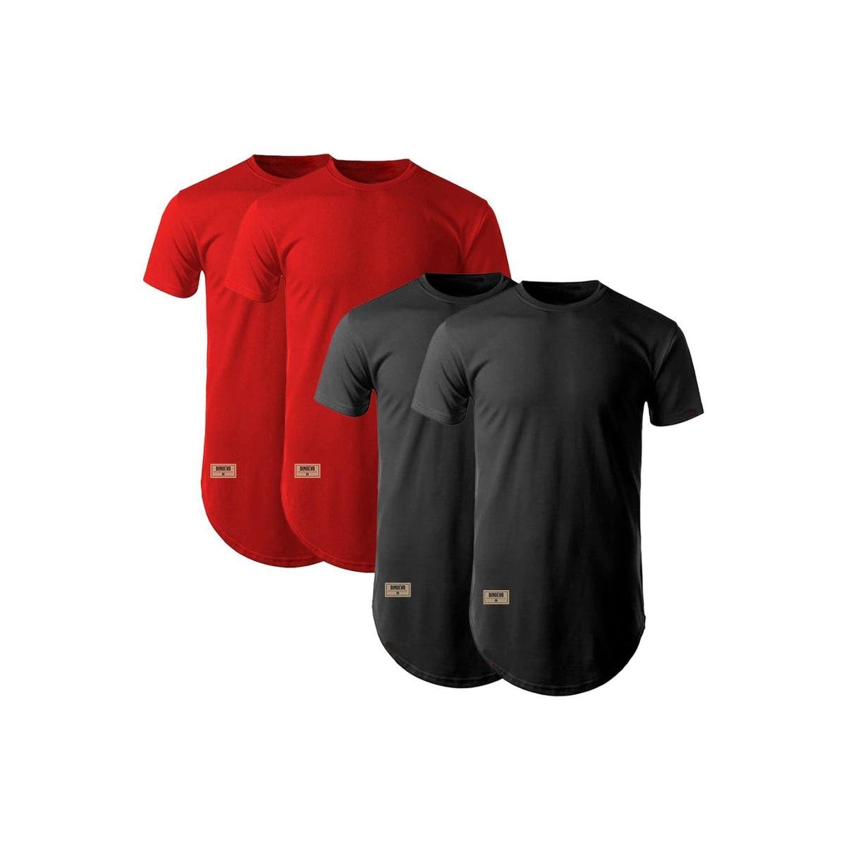 Kit 4 Longline 100% Algodão Bahama Preta e Vermelha - Mist | Netshoes