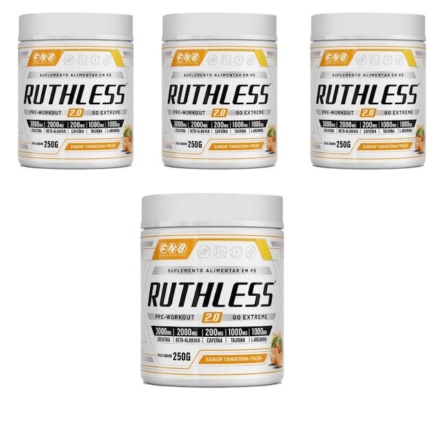 Kit 4 Ruthless 2.0 Pré-treino Sabor Tangerina 4x250g FNB Sport ...