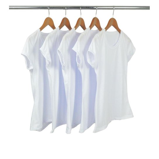 Kit 5 Baby Look De Poliéster/sublimática - Branco | Netshoes