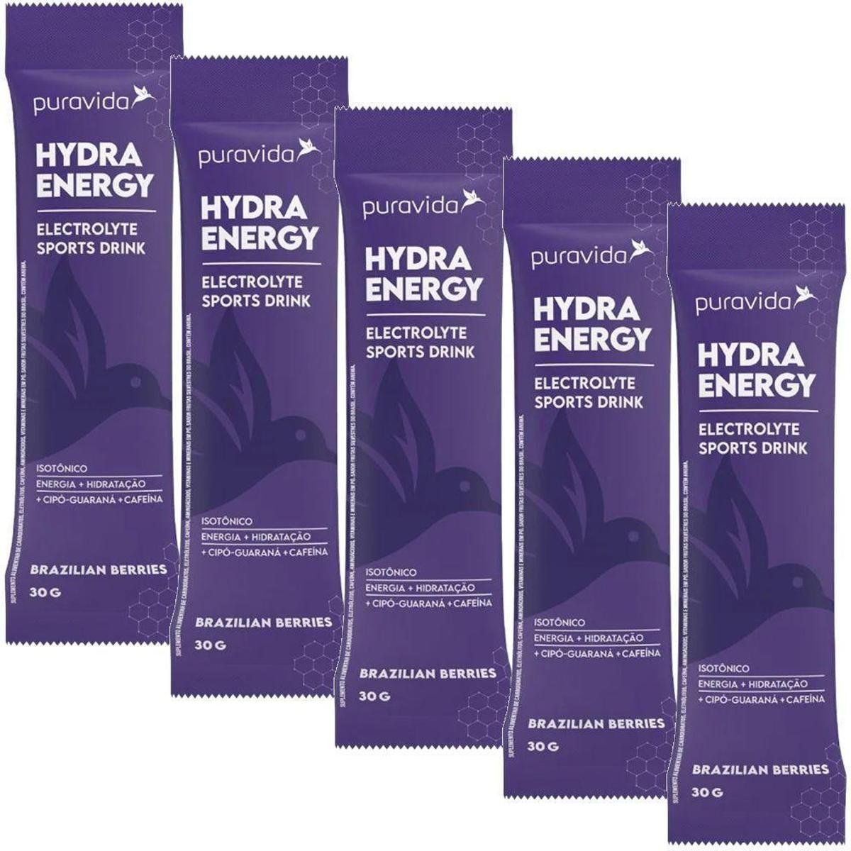 Kit 5x Hydra Energy - Eletrolytes Drink - 30g cada Sache - Pura Vida ...